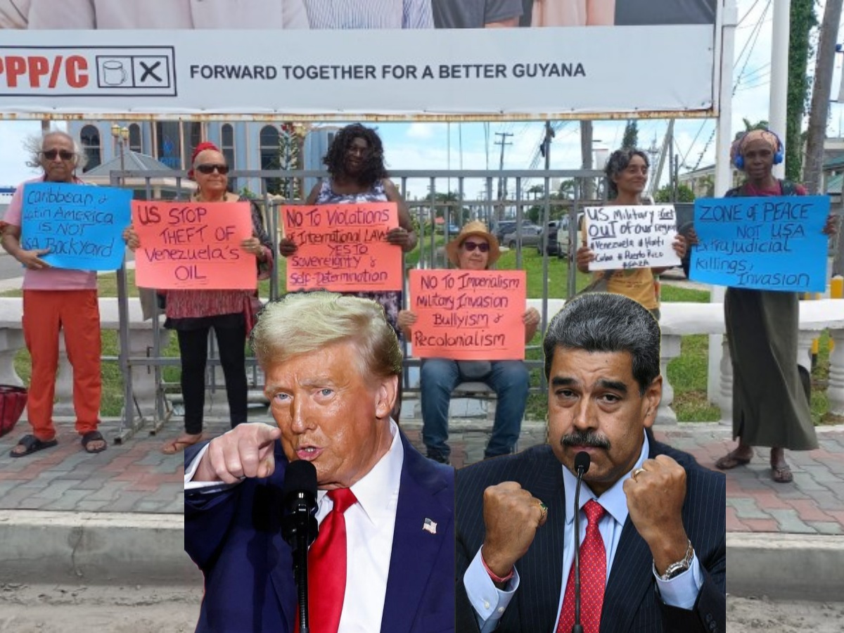 Local Activists Protest U.S. Actions in Venezuela Outside U.S. Embassy